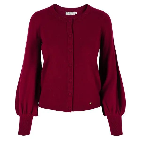 TIRILLM Ava Cashmere Cardigan With Puff Sleeves - Red