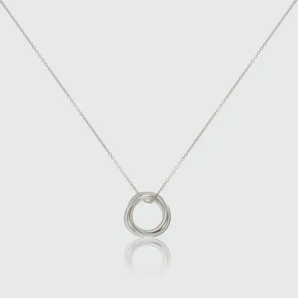AUREE JEWELLERY Knightsbridge Sterling Russian Wedding Ring Pendant Necklace - Silver