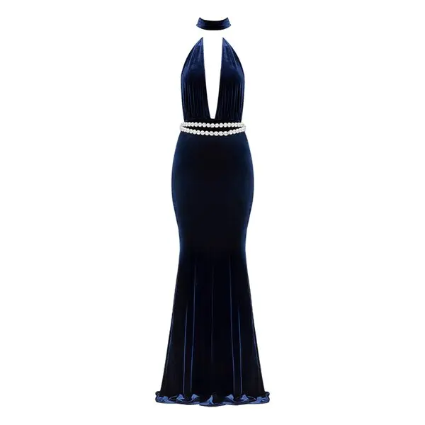 NUR KARAATA Emerald Empire Velvet Gown