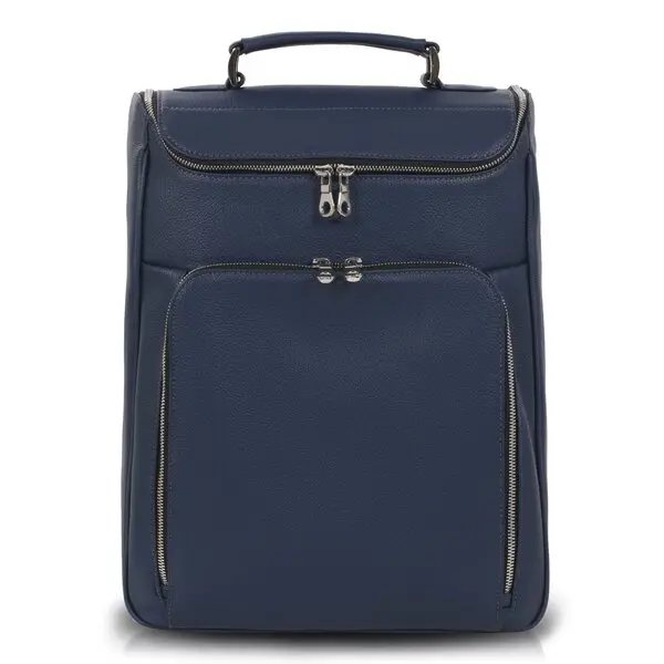 LUIS STEVEN Laptop Backpack Medium Pebble Leather - Blue