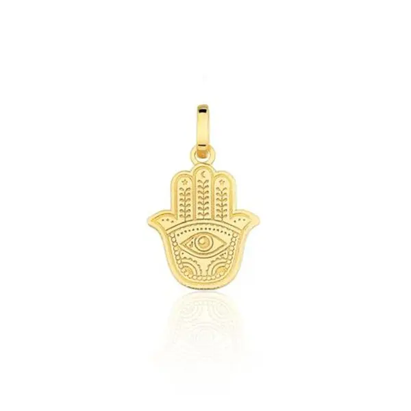 SOLIO JEWELLERY 18k Solid Gold Hamsa Hand Pendant - Gold/yellow