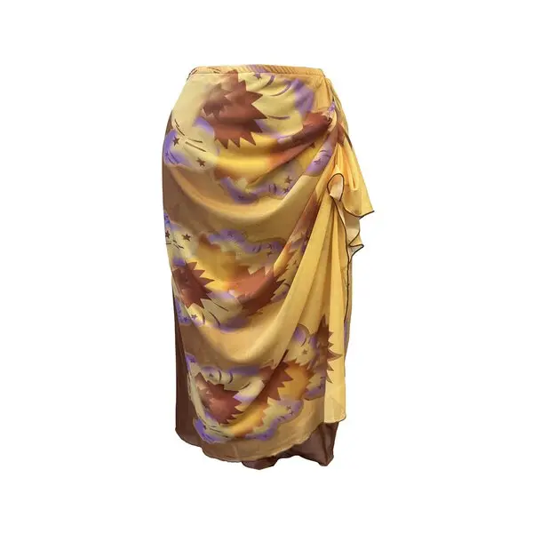 Anna Sui Mesh Sarong Skirt - Yellow/red