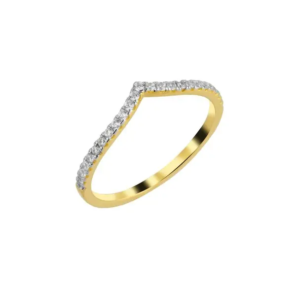 SPERO LONDON Pave Wishbone V Sterling Silver Ring - Gold