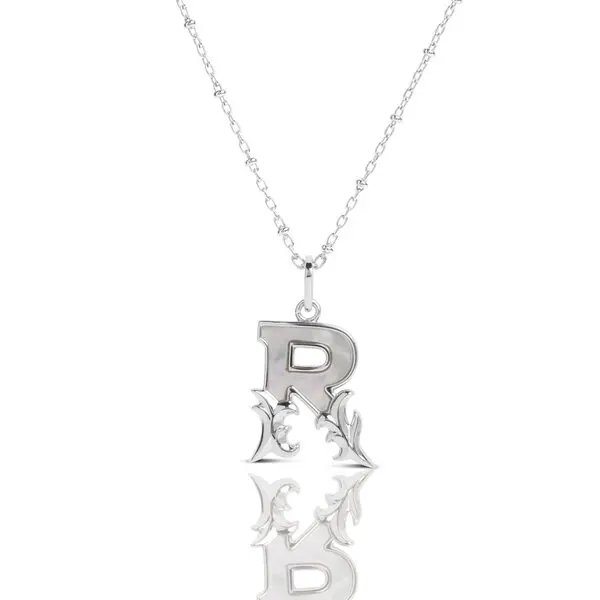 KASUN LONDON R Initial Pendant Necklace - Silver