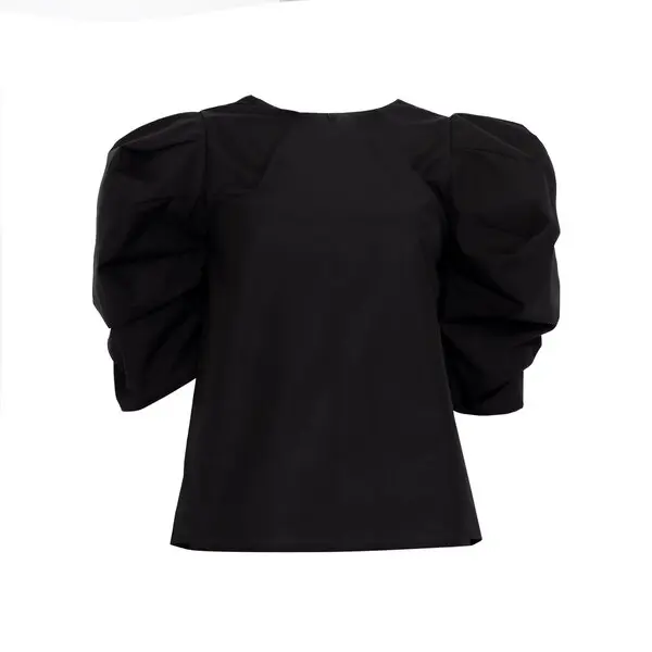 BIANCA POPP Victorian Sleeves Cotton Blouse - Black