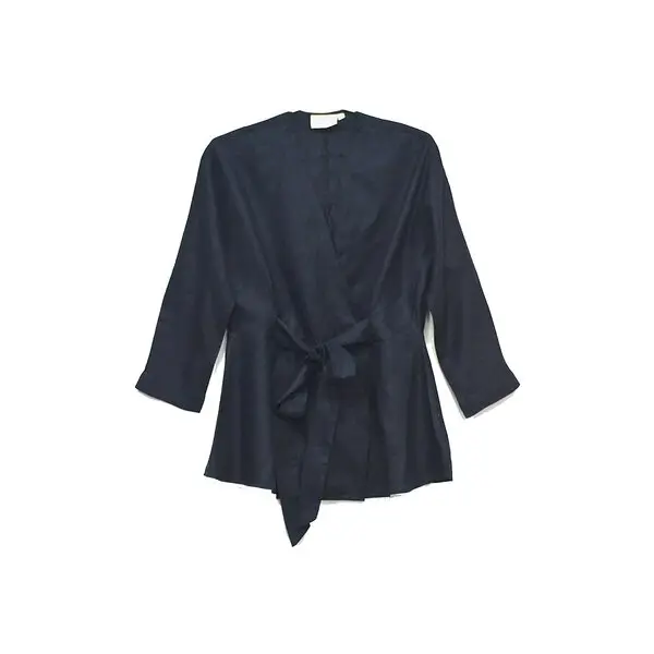 REISTOR Hemp Shirt With Tie Detail - Black
