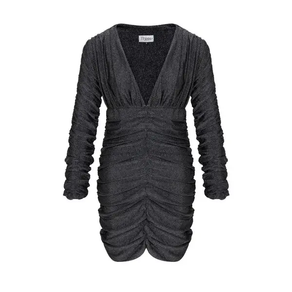THISISU COLLECTION Metallic Drape Mini Dress
