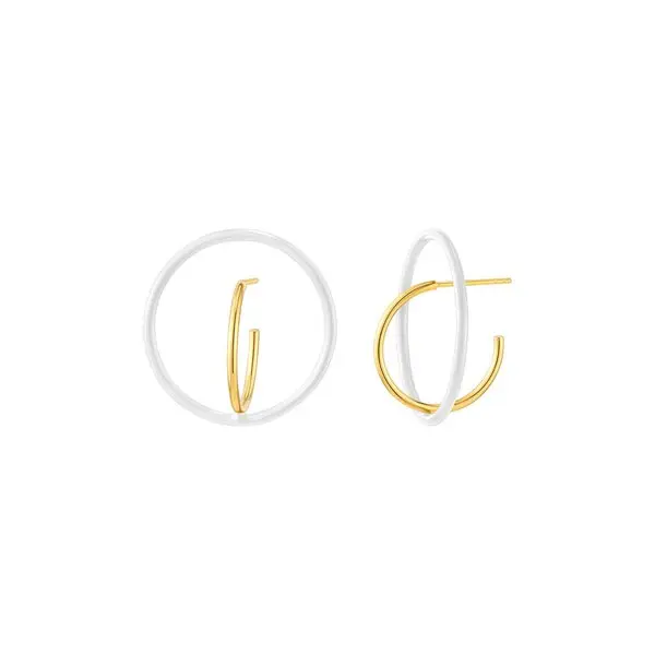 GOLD & HONEY Floating Enamel Drop Earrings - White/gold