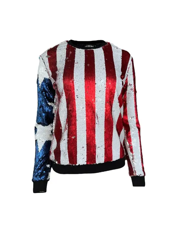ANY OLD IRON Stars And Stripes Sequin Sweatshirt - Blue/white/red