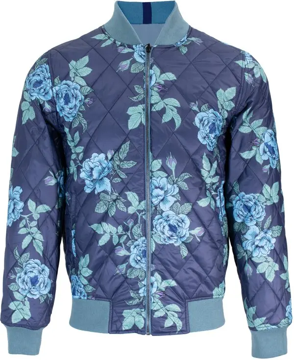 LORDS OF HARLECH Ron Reversible Bomber Jacket - Blue/green/purple