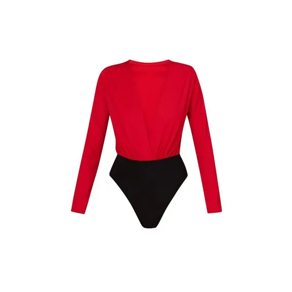 LIA ARAM V-cut Neckline Bodysuit - Red