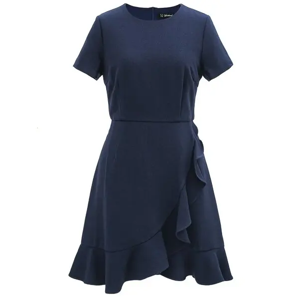 SMART AND JOY Short Skater Dress With Frills - Blue
