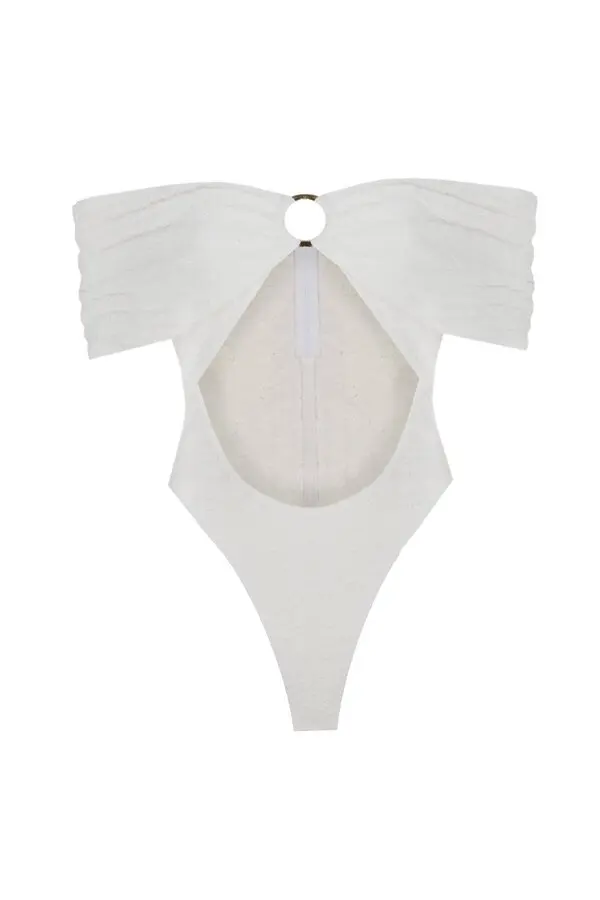 NO'DESIGN Off-shoulder Bodysuit With Madonna Neckline And Ring Detail