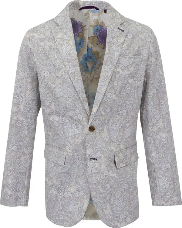 LORDS OF HARLECH Neutrals Hadrian Paisley Romance Blazer Ivory - White