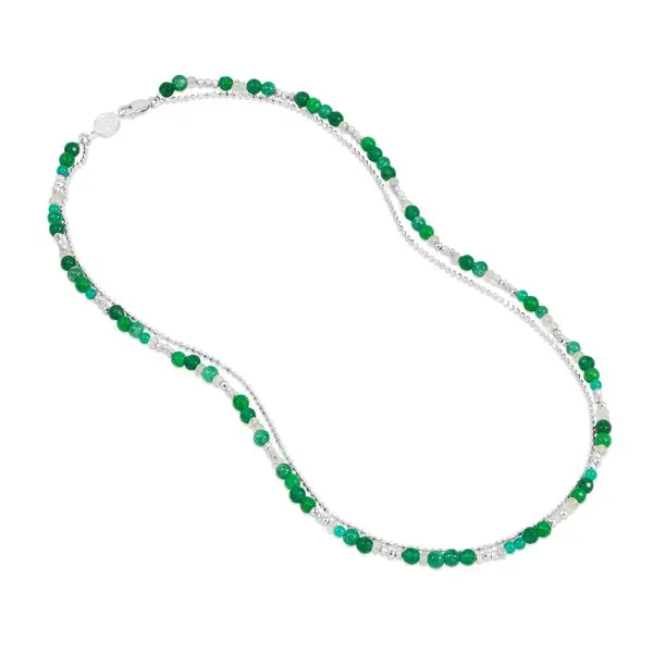 DOWER & HALL Evergreen Orissa Gemstone Necklace - Silver/green