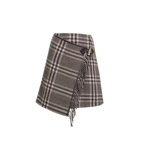 RUMOUR LONDON Isla Checked Wool-blend Mini Skirt