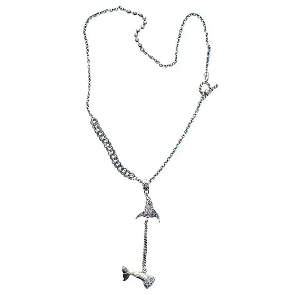 GEM KINGDOM Mermaid Tail Pendant Sterling Necklace - Silver