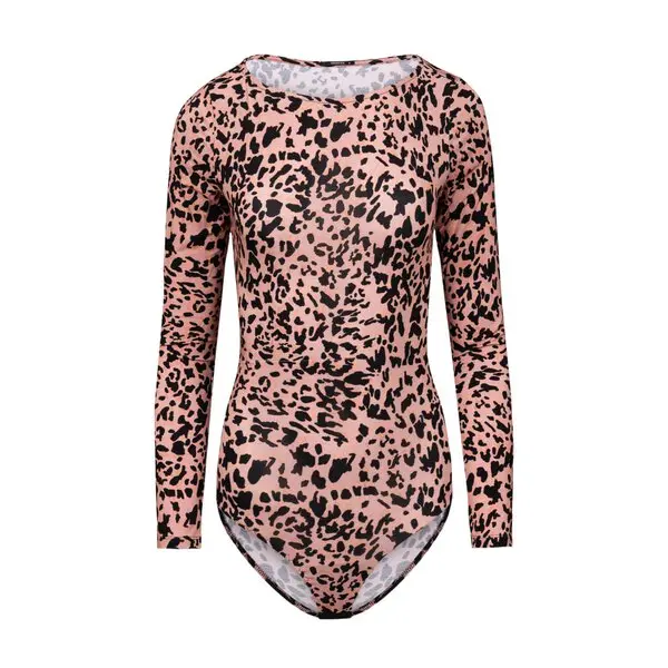 OH!ZUZA NIGHT&DAY Leopard Print Long Sleeve Bodysuit