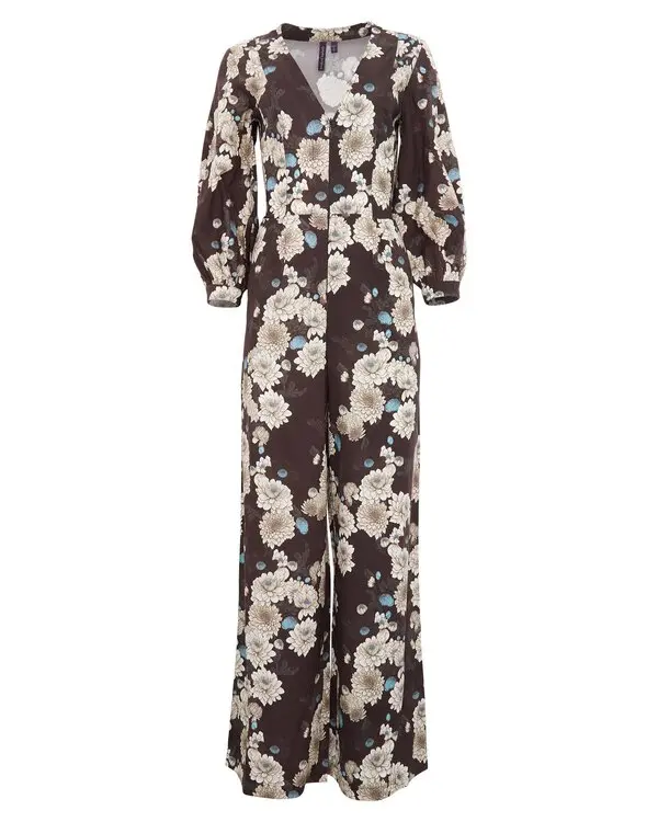 LORDS OF HARLECH Jill Floral Printed Jumpsuit - Black