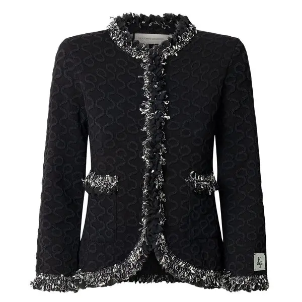 THE EXTREME COLLECTION Jacket With Metallic And Frayed Trims - Black