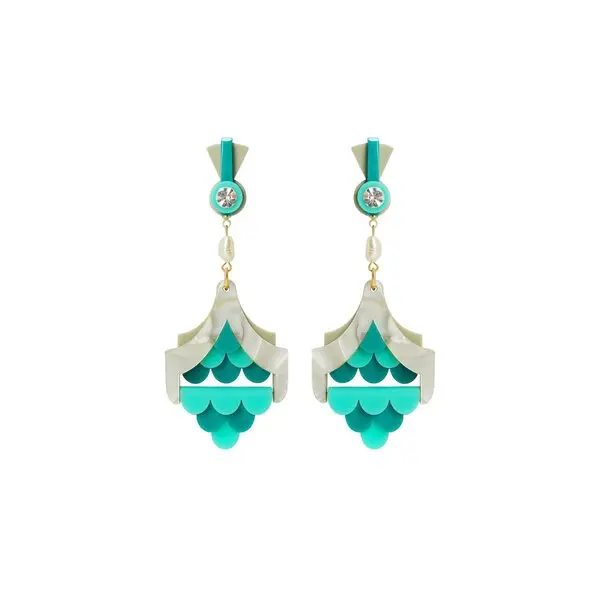GISSA BICALHO Handmade Pendant Earrings - Green