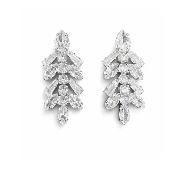 MAISON DE GALA Statement Crystal Cluster Earrings - Silver