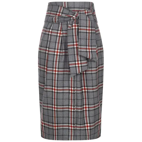 MARIANNA DÉRI Plaid Wool Tulip Skirt