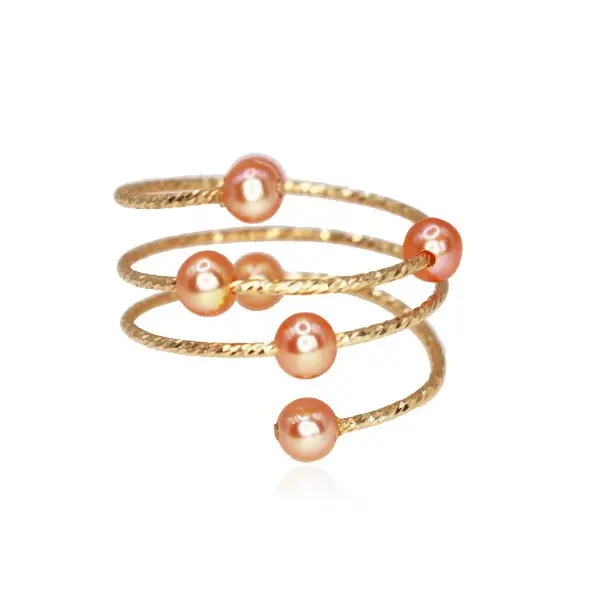 MARQUISE SWIM Ring With Pearl Detail - Gold/pink