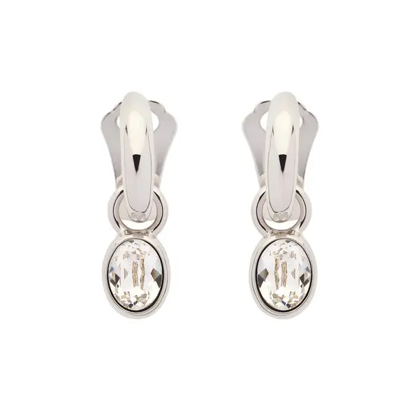 EMMA HOLLAND JEWELLERY Platinum Plated Crystal Charm Hoop Clip-on Earrings - Silver