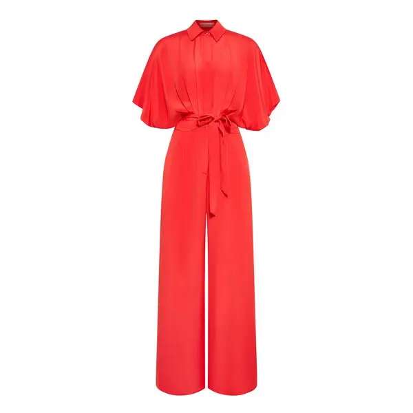 EMMA WALLACE Shay Silk Jumpsuit - Red