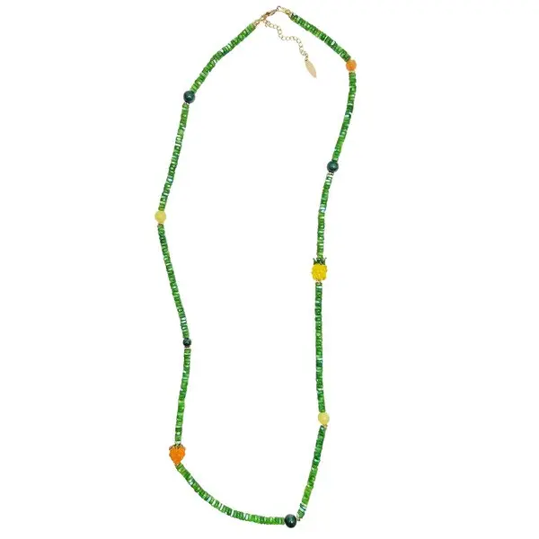FARRA Gemstone And Fruit Charm Shell Necklace - Green