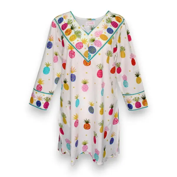 MARY MARSHMALLOW V-neck Scalloped Tunic