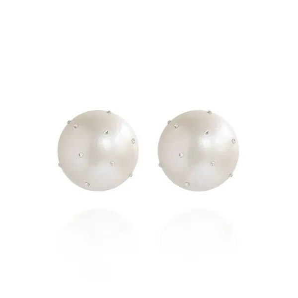 SAULE LABEL Gaia Midi Crystal Earrings - White