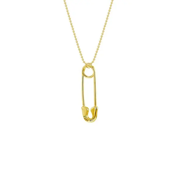 TRUE ROCKS Sterling Silver Safety Pin Pendant Necklace - Gold