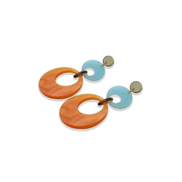 TOOLALLY Swinging Circle Drop Earrings - Orange