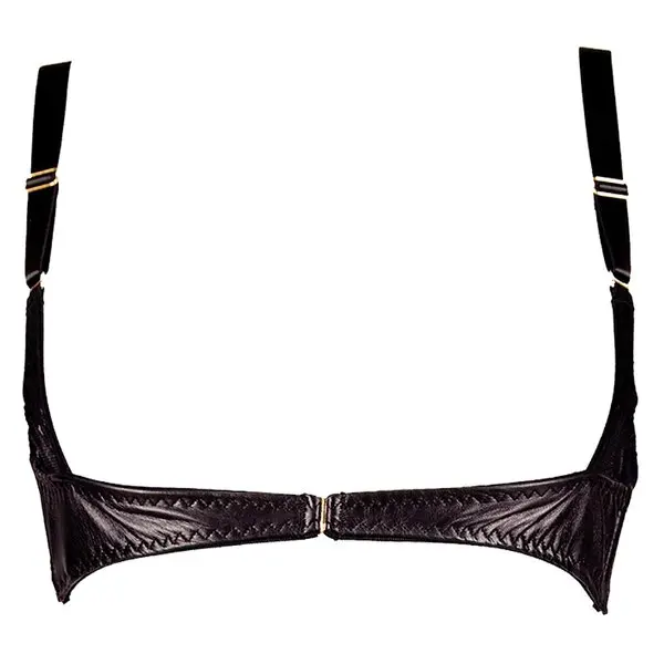 SOMETHING WICKED Montana Leather Open Cup Harness Bra - Black