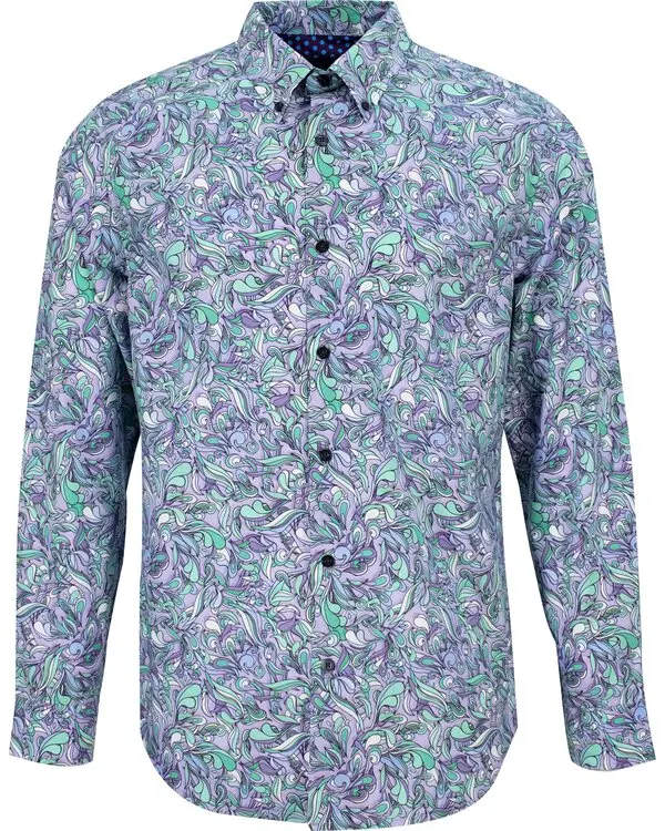 LORDS OF HARLECH Mitchell Paisley Layers Shirt Clover - Green