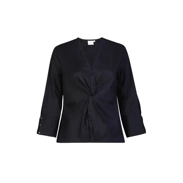 REISTOR Front Twist Organic Cotton Top - Black