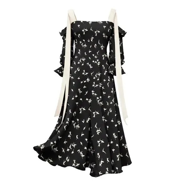 JULIA ALLERT Off-shoulder Printed Midi Dress With Straps