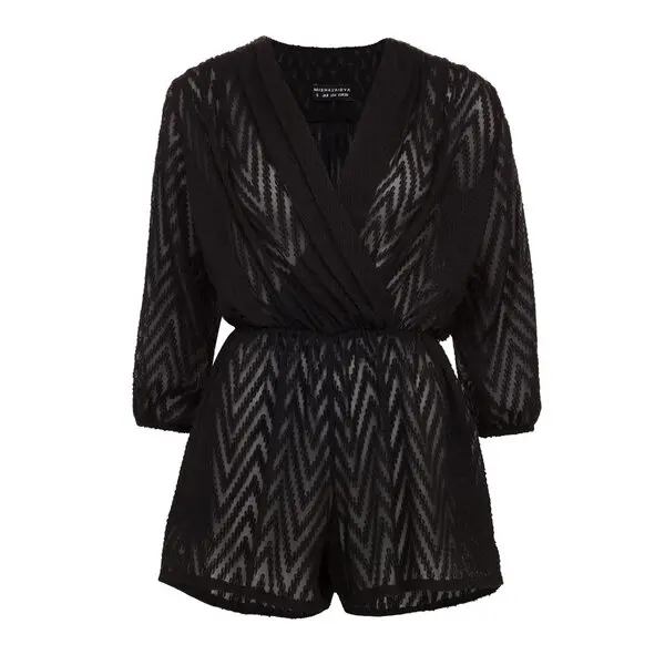 MISHA VAIDYA Luana Mini Chiffon Romper - Black