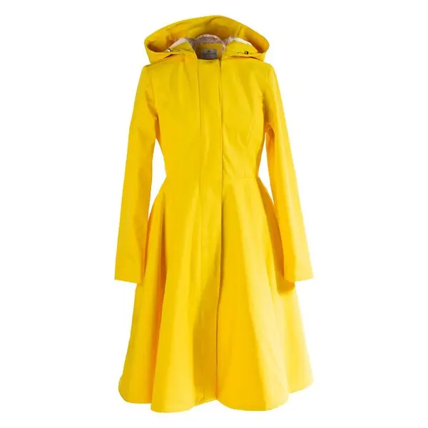 RAINSISTERS Fitted & Flared Raincoat With Tie Belt