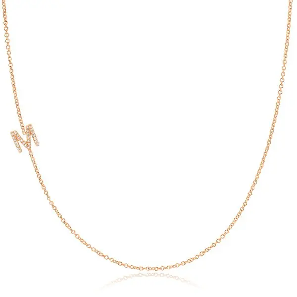 Maya Brenner Designs 14k Gold Asymmetrical Pavé Diamond Letter Necklace 16 - Rose Gold