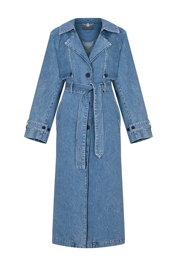 GOC DENIM Oversized Denim Trench Coat