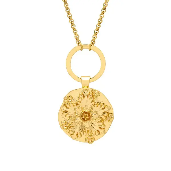 POTOSKA Maxi Flower Medallion Pendant Necklace - Gold