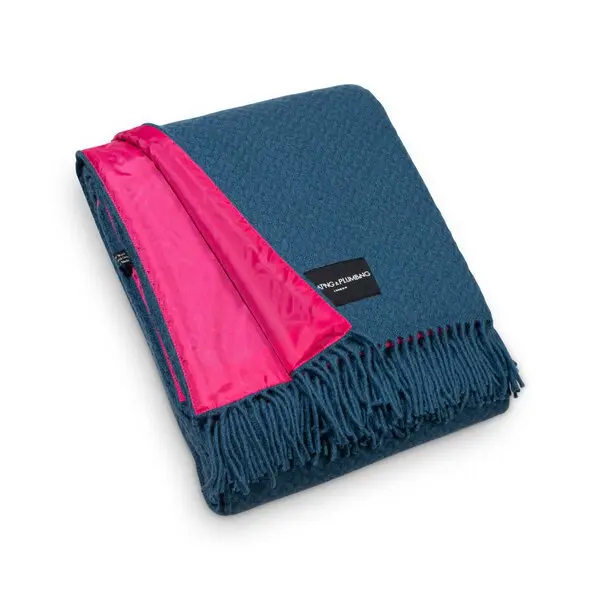 HEATING & PLUMBING LONDON Pure New Wool Picnic Blanket Notting Hill - Blue