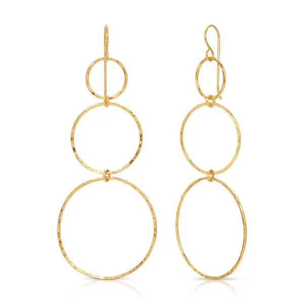 HEATHER HAWKINS Graduated Three-link Hammered Earrings - Gold