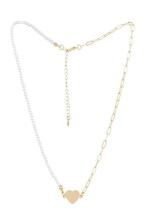 Saachi En Heart Pearl Chain Necklace - Gold