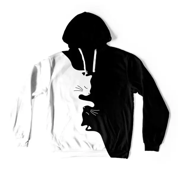 ALOHA FROM DEER Black And White Cats Oversize Hoodie - Black/white
