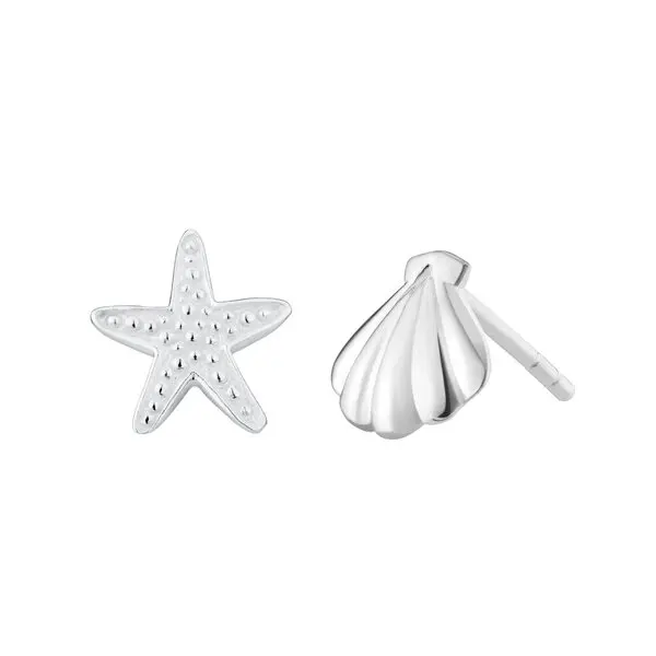 POSH TOTTY DESIGNS Starfish And Shell Stud Earrings - Silver