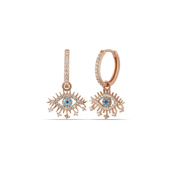 SPERO LONDON Evil Eye Sterling Silver Earrings - Rose Gold